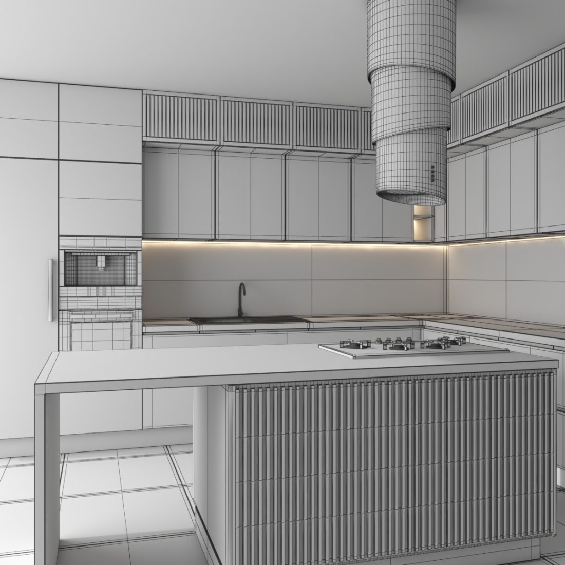 Kitchen Set 29 - 3D Model for VRay, Corona