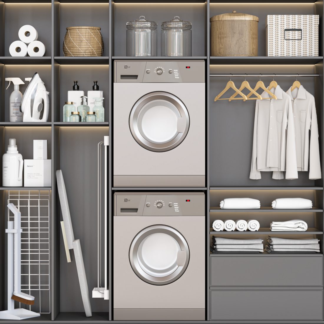 Laundry Set 103 - 3D Model for VRay, Corona