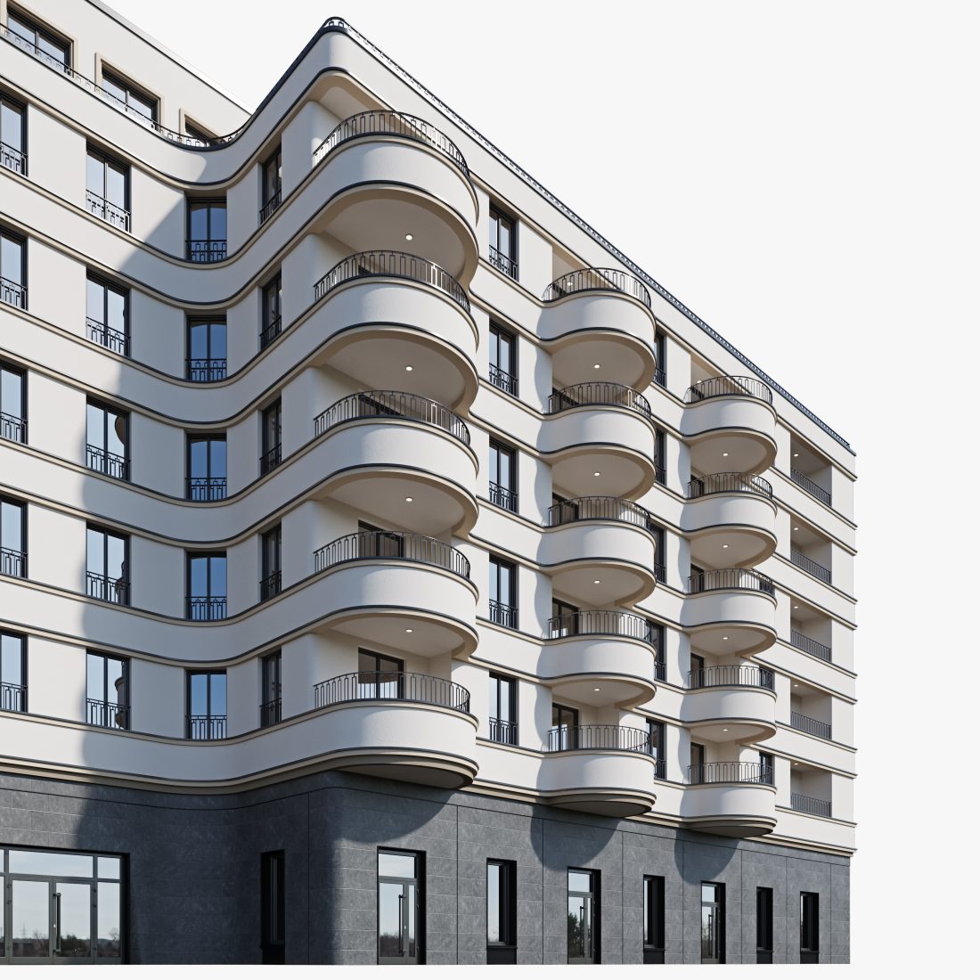 Modern Residential Building 18 - 3D Model for VRay, Corona
