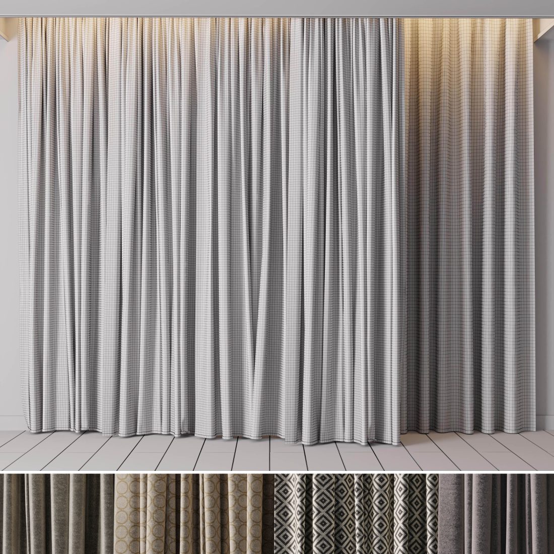 Hadi Curtain 61 - 3D Model for VRay, Corona
