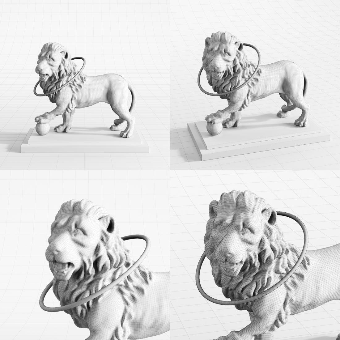 Lion Sculpture 3D Model for VRay | CGMood