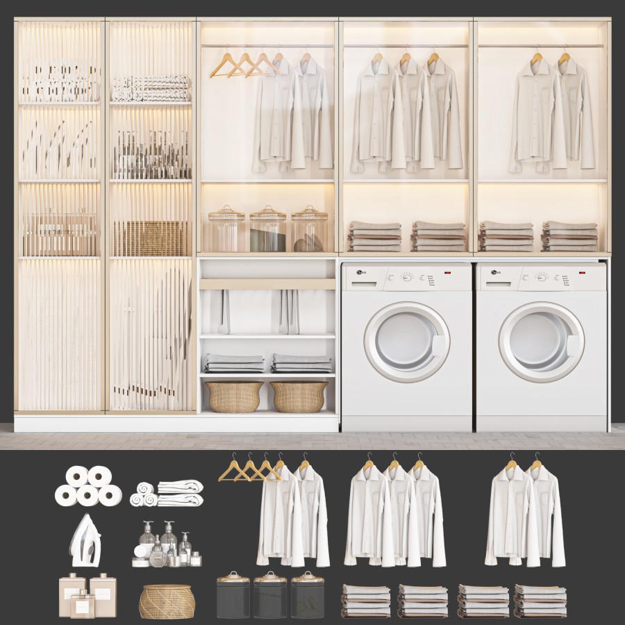Laundry Set 104 3D Model for VRay, Corona | CGMood