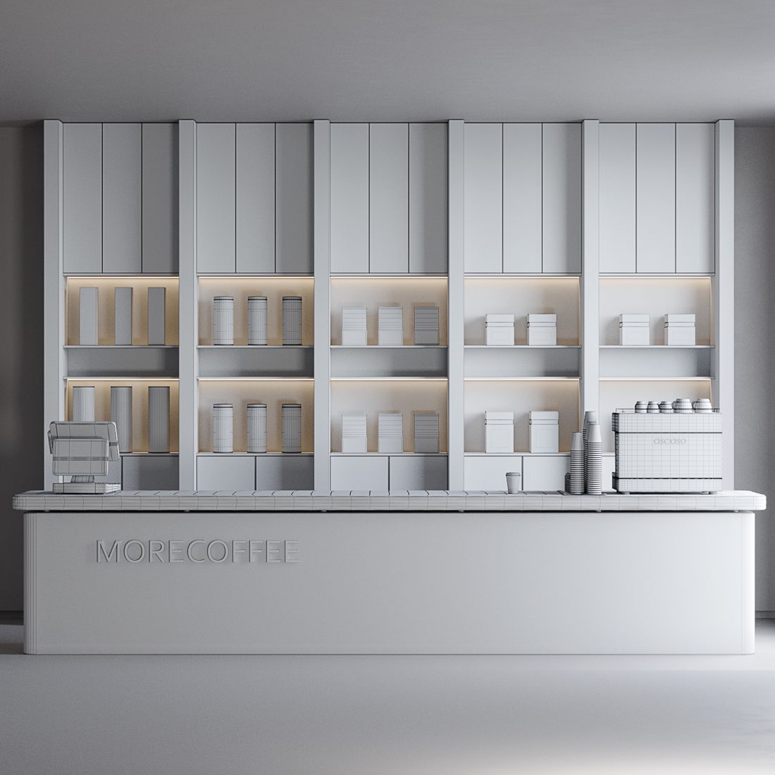 Coffeeshop 2 Morecoffee - 3D Model for VRay, Corona