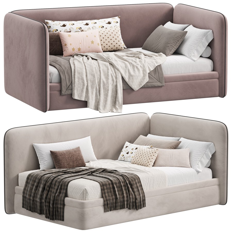 Single Bed With Box Bert Artsit Beige - 3D Model for Corona