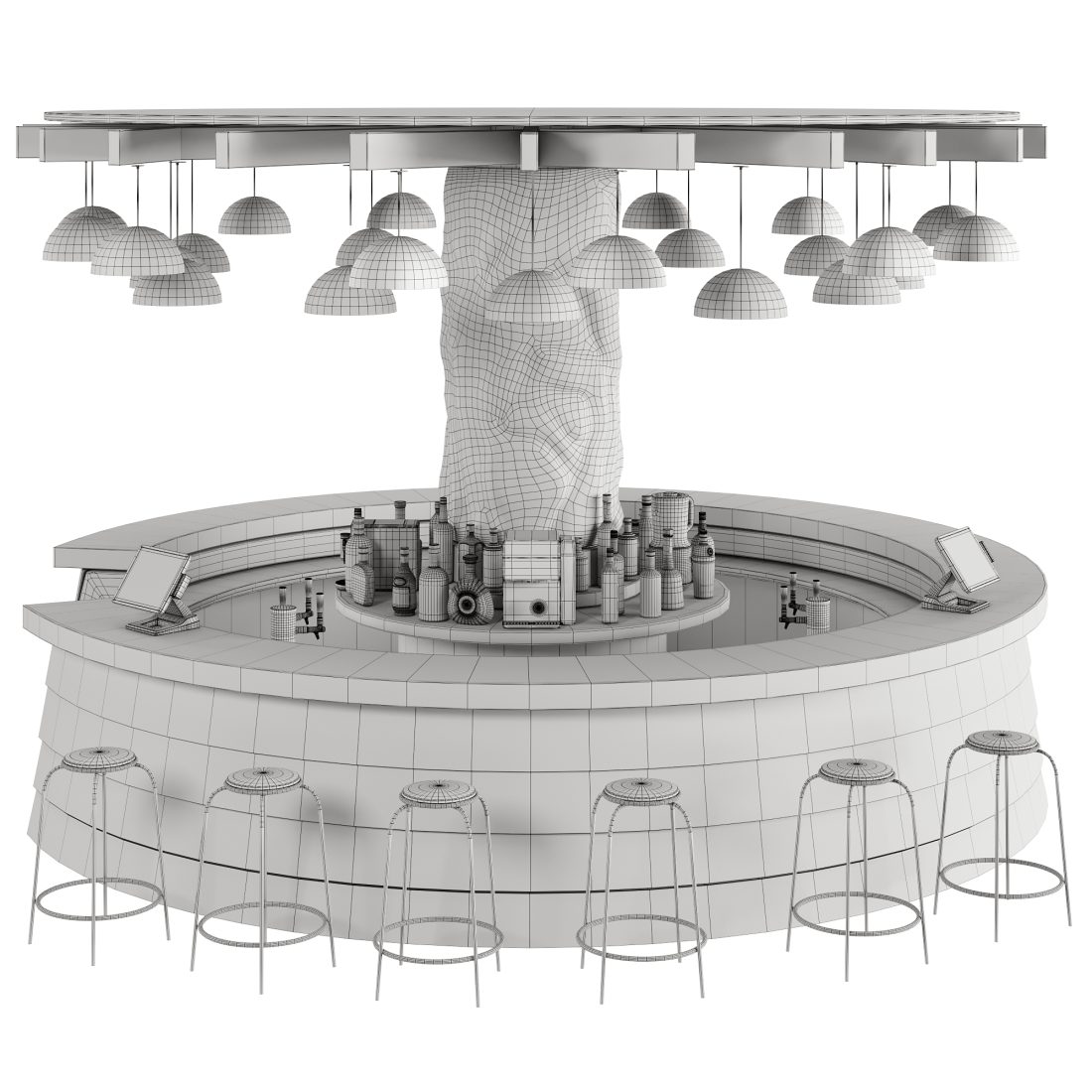 Bar 15 Exterior Bar - 3D Model for VRay, Corona