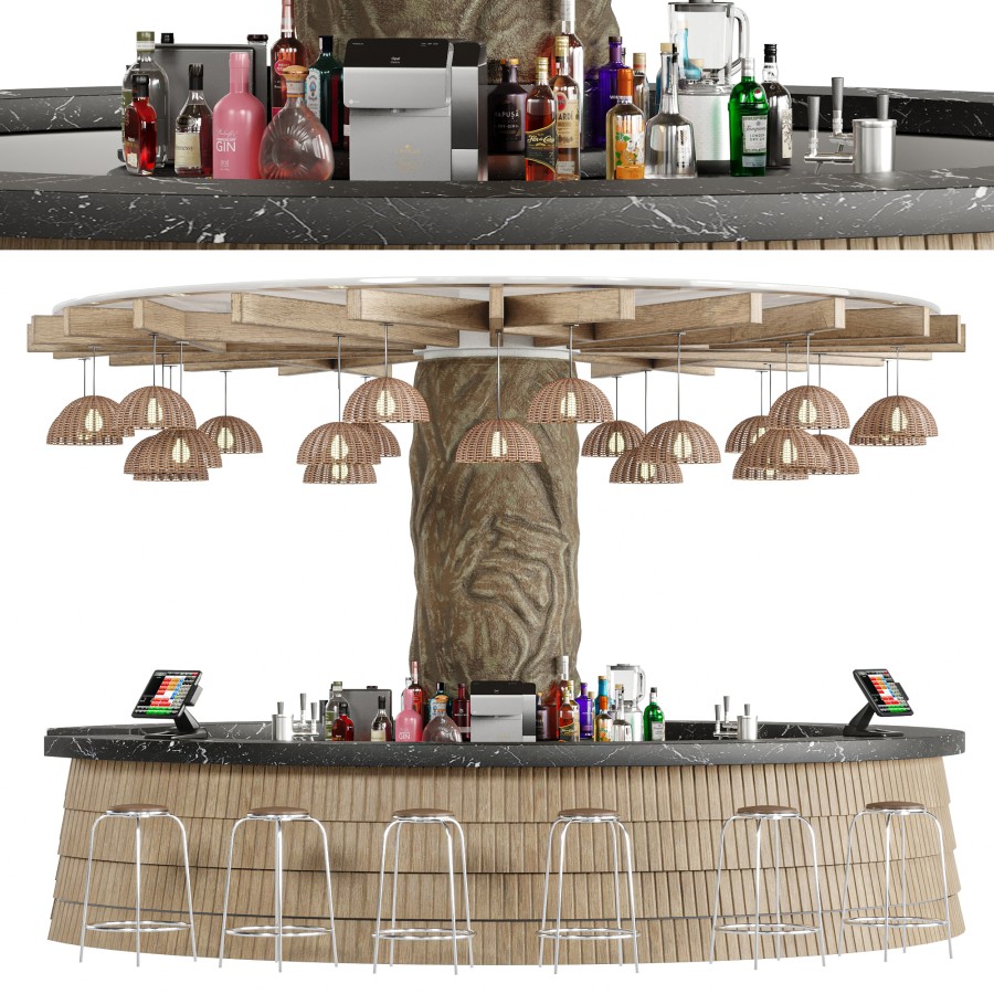 Bar 15 Exterior Bar - 3D Model for VRay, Corona