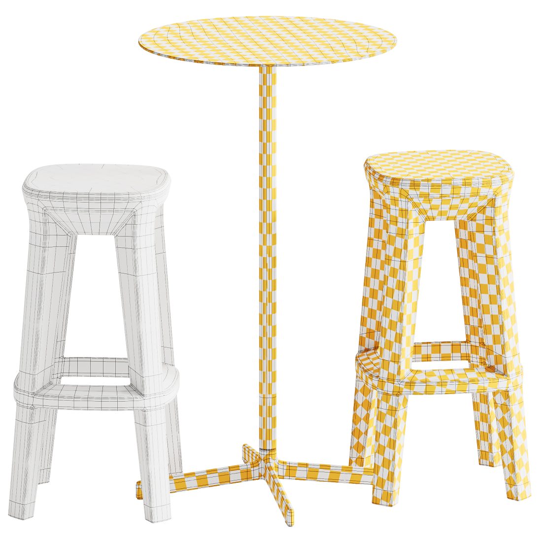 Neu Round Table High By Hay And Frozen Stool - 3D Model for Corona