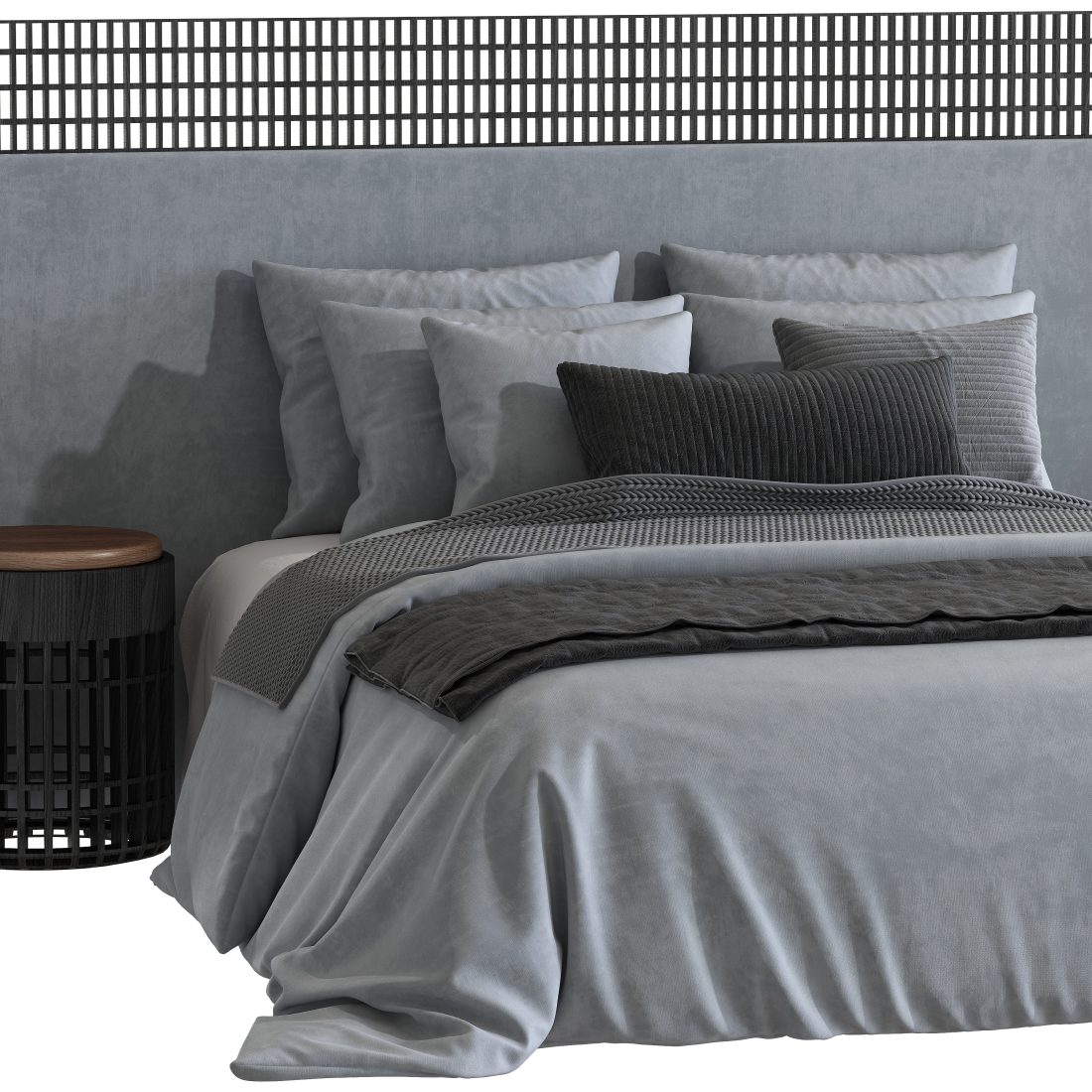 Double Bed Tata Bed 156. - 3D Model for VRay, Corona