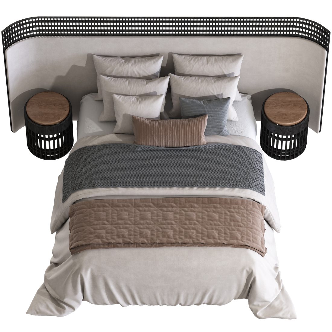 Double Bed Tata Bed 156. - 3D Model for VRay, Corona