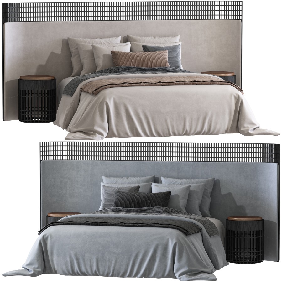 Double Bed Tata Bed 156. - 3D Model for VRay, Corona
