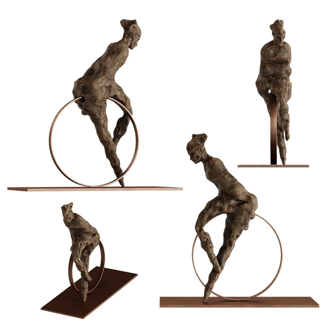 Human Sculptures 15 In Circles - 3D Model for Corona, VRay
