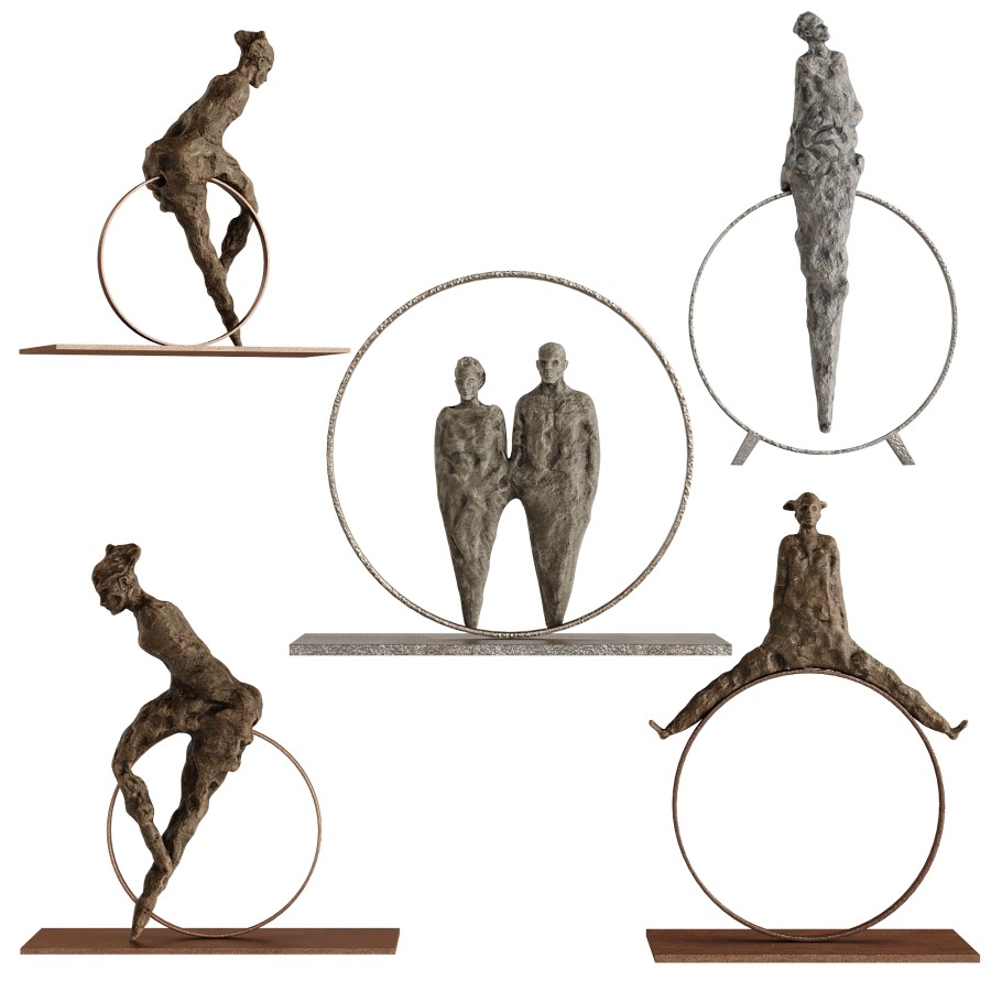 Human Sculptures 15 In Circles - 3D Model for VRay, Corona