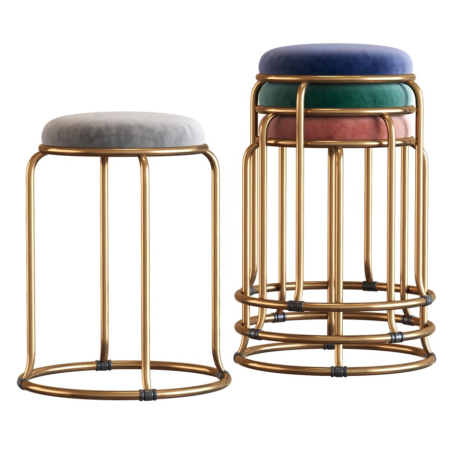 Glam Round Chair Ottoman 3D Model for Corona | CGMood