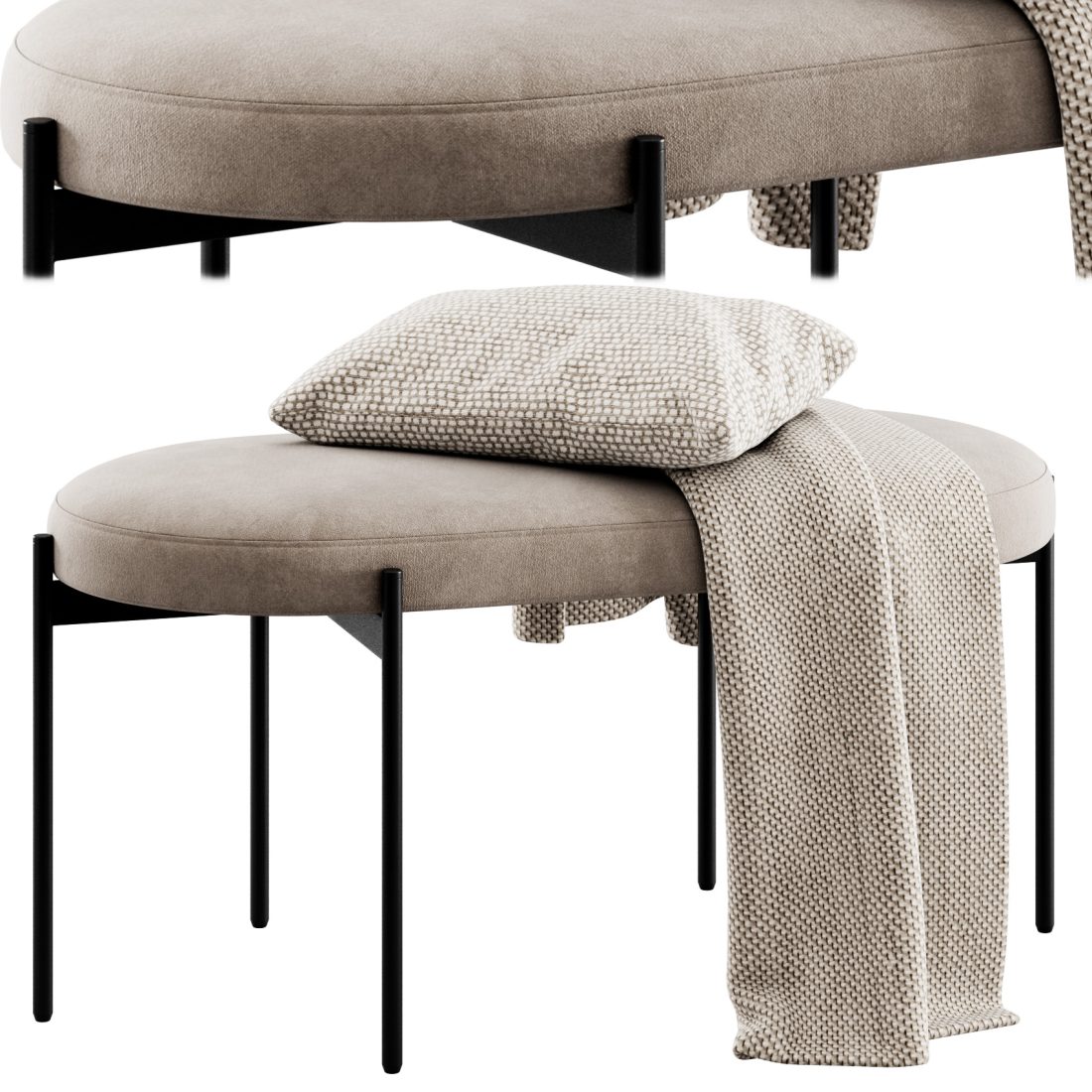Caillou Bench And Ottoman By Liu Jo Living - 3D Model for VRay