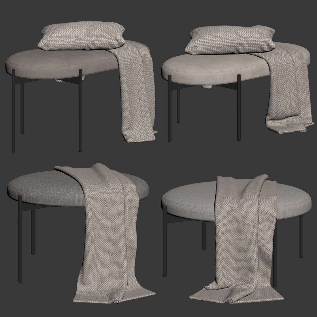 Caillou Bench And Ottoman By Liu Jo Living - 3D Model for VRay