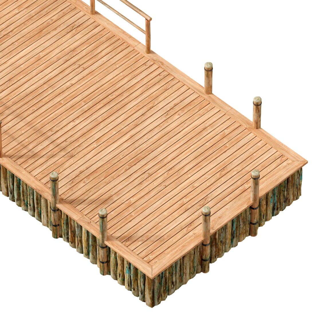 Wooden River Pier - 3D Model for FStorm, VRay, Corona