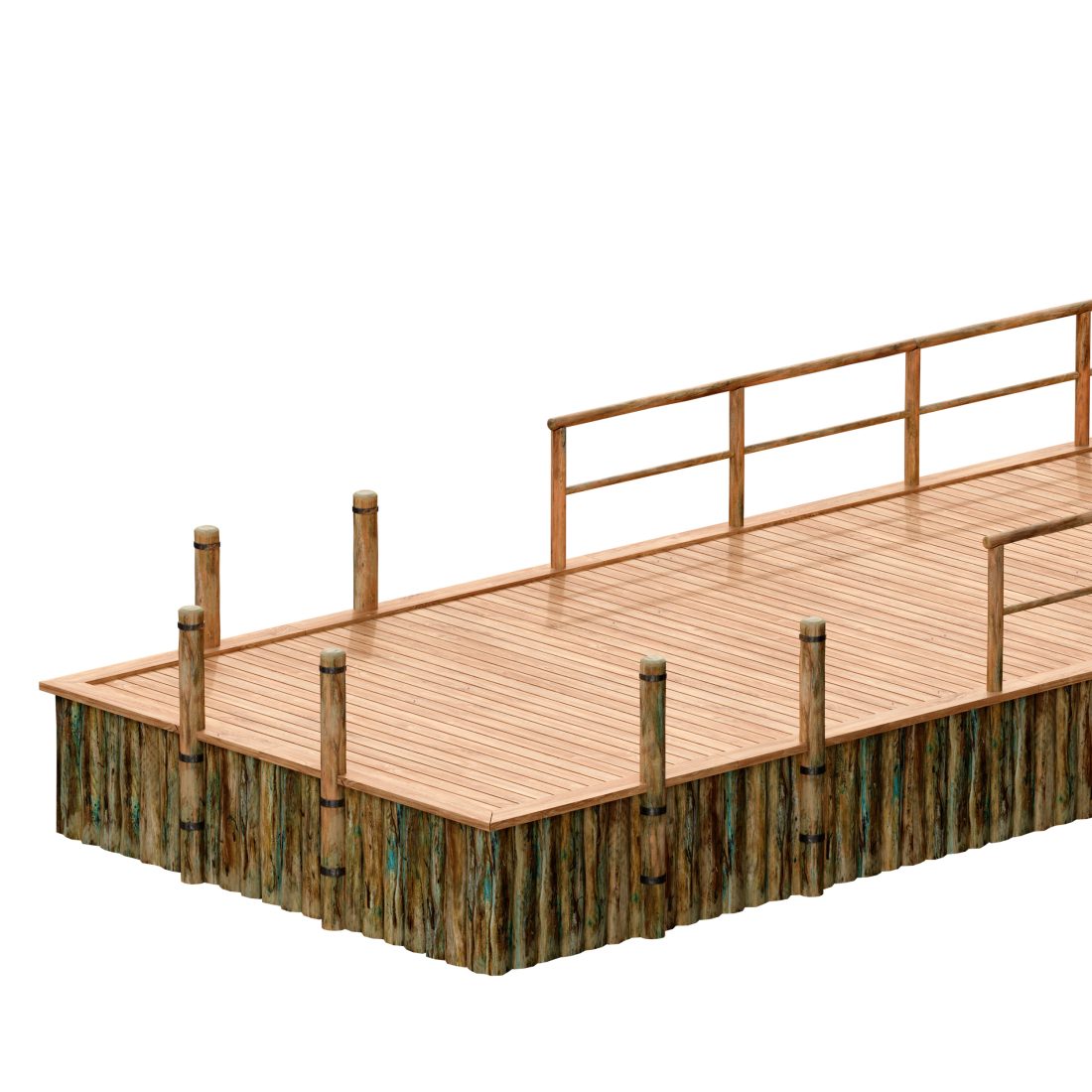 Wooden River Pier - 3D Model for FStorm, VRay, Corona