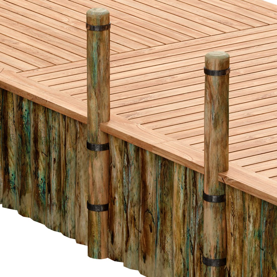 Wooden River Pier - 3D Model for FStorm, VRay, Corona