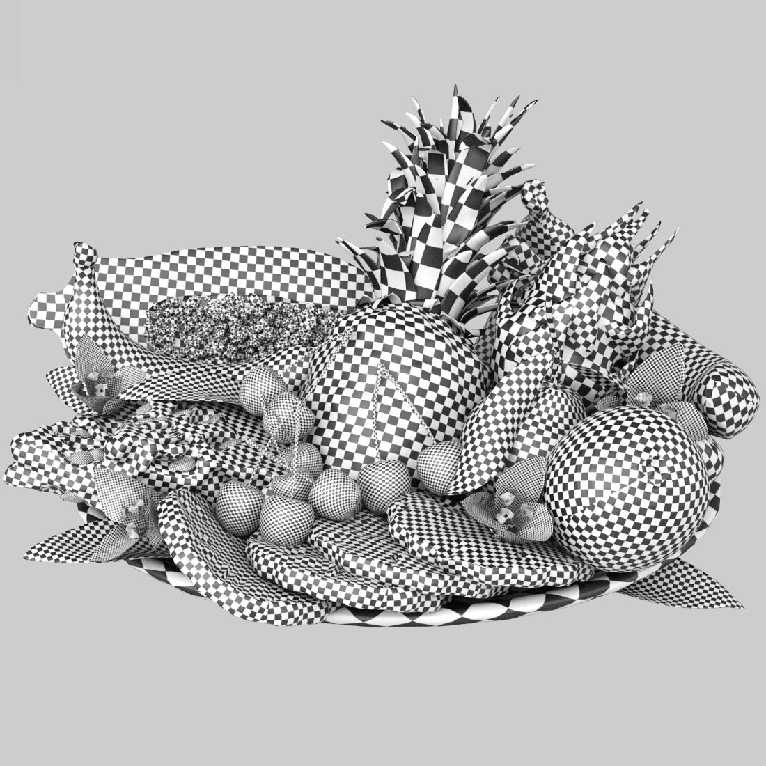 Bowl Of Exotic Tropical Fruits - 3D Model for VRay, Corona