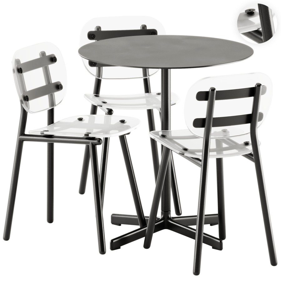 Hay Neu Round Table And Fenster Chair - 3D Model for Corona