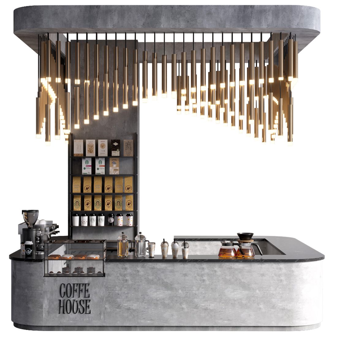 Cafe Bar No5 - 3D Model for VRay, Corona