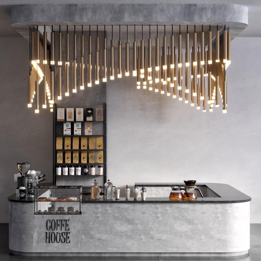 Cafe Bar No5 - 3D Model for VRay, Corona