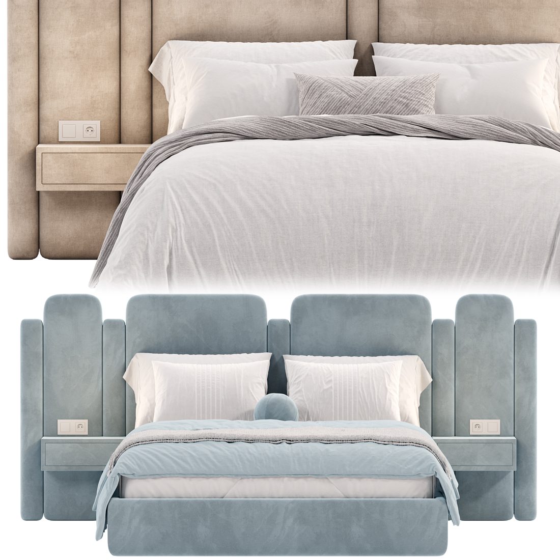 Palace Soft Wall Panel Bed 3D Model for Corona | CGMood
