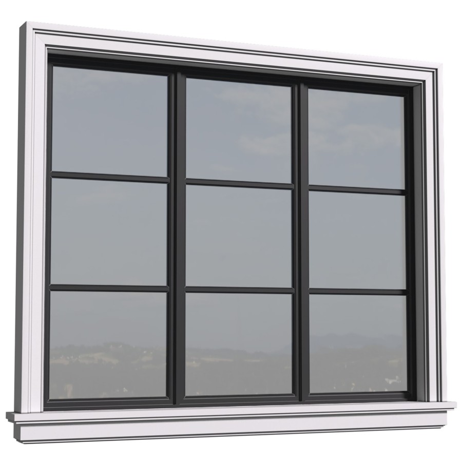 Aluminium Facade Window - 3D Model for VRay, Corona