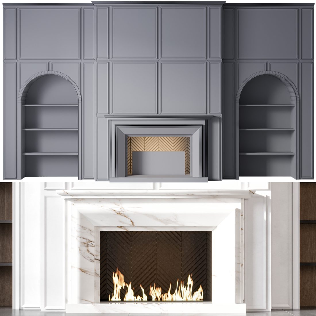Fireplace No14 - 3D Model for VRay, Corona