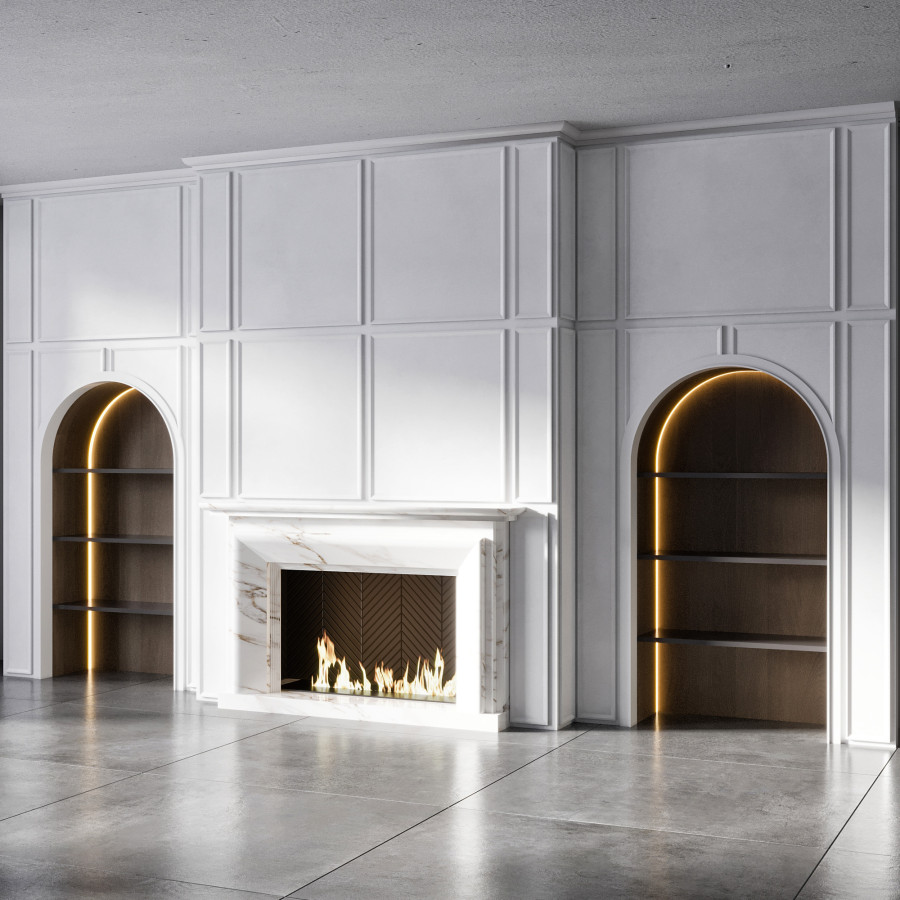Fireplace No14 - 3D Model for VRay, Corona