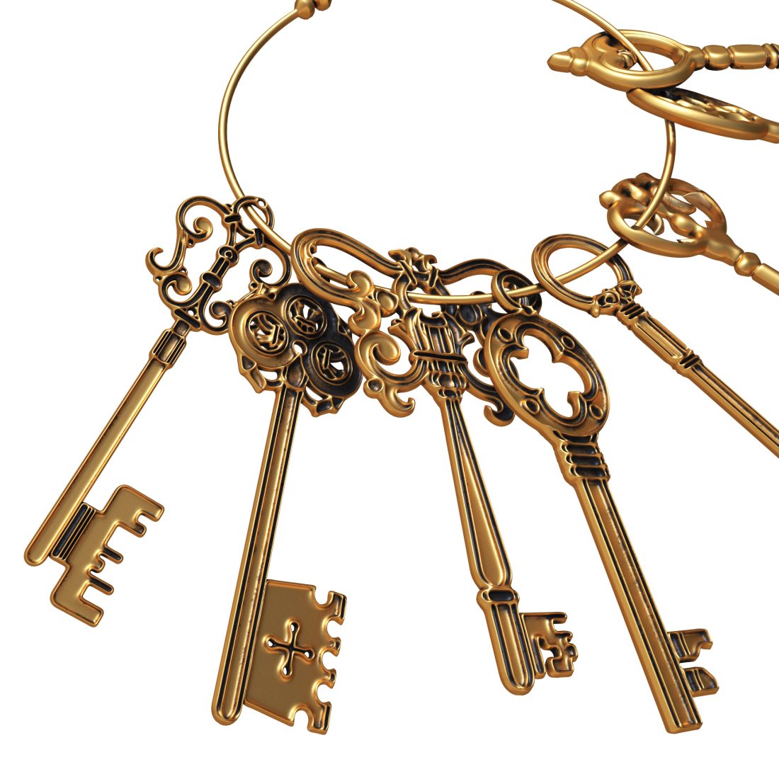 Vintage Key Ring - 3D Model for VRay, Corona