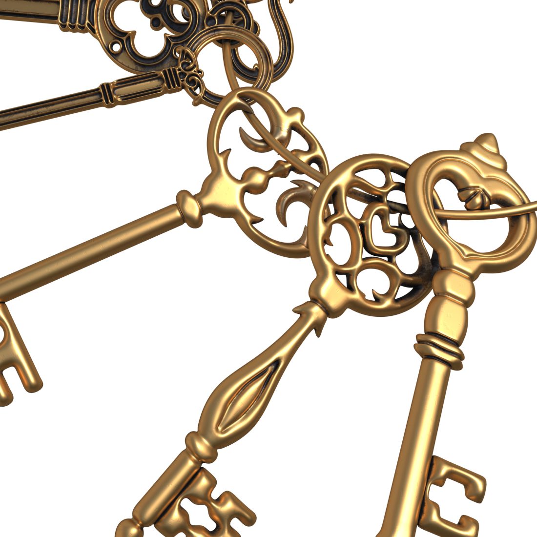 Vintage Key Ring - 3D Model for Corona, VRay