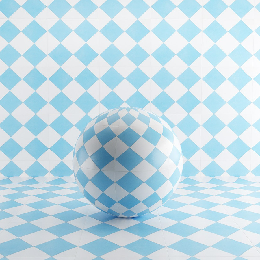 Ceramic Tile Chequered Black&Blue 4k Pbr Seamless - 3D Model for VRay ...