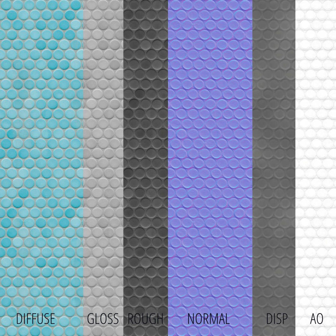 Ceramic Mosaics Loop 40028 4k Pbr Seamless - 3D Model for VRay, Corona ...