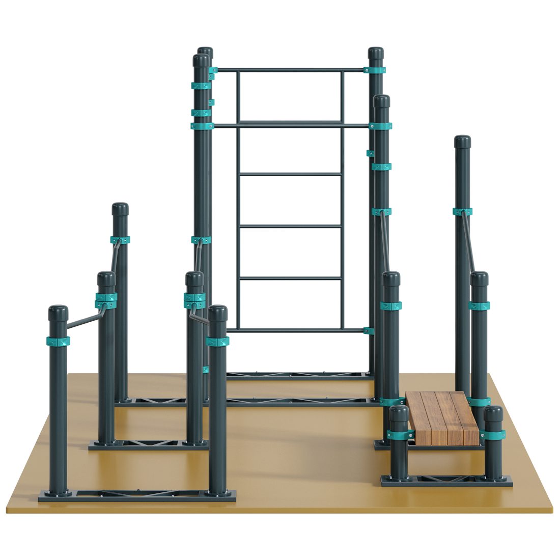 Lifting Handrail Wall Bars 3 Horizontal Bars - 3D Model for Corona