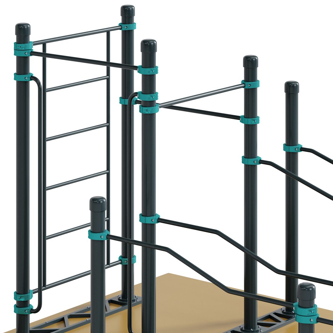 Lifting Handrail Wall Bars 3 Horizontal Bars - 3D Model for Corona