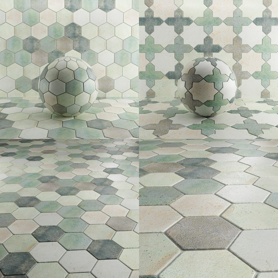 Terracotta Tiles Smalti Green 4k Pbr Seamless - 3D Model for VRay ...