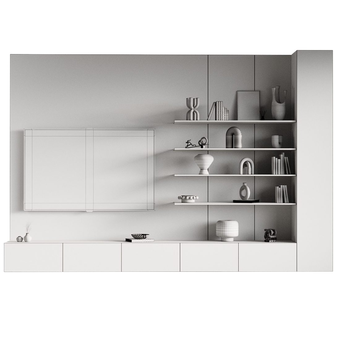 Tv Wall Set 038 - 3D Model for Corona