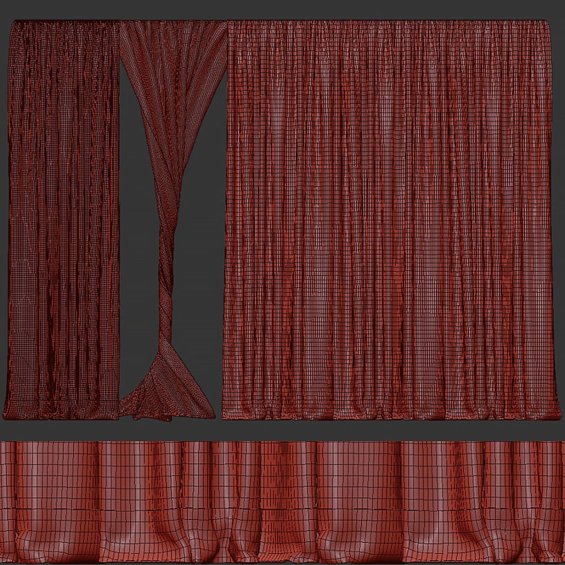 Curtain 44 - 3D Model for VRay, Corona