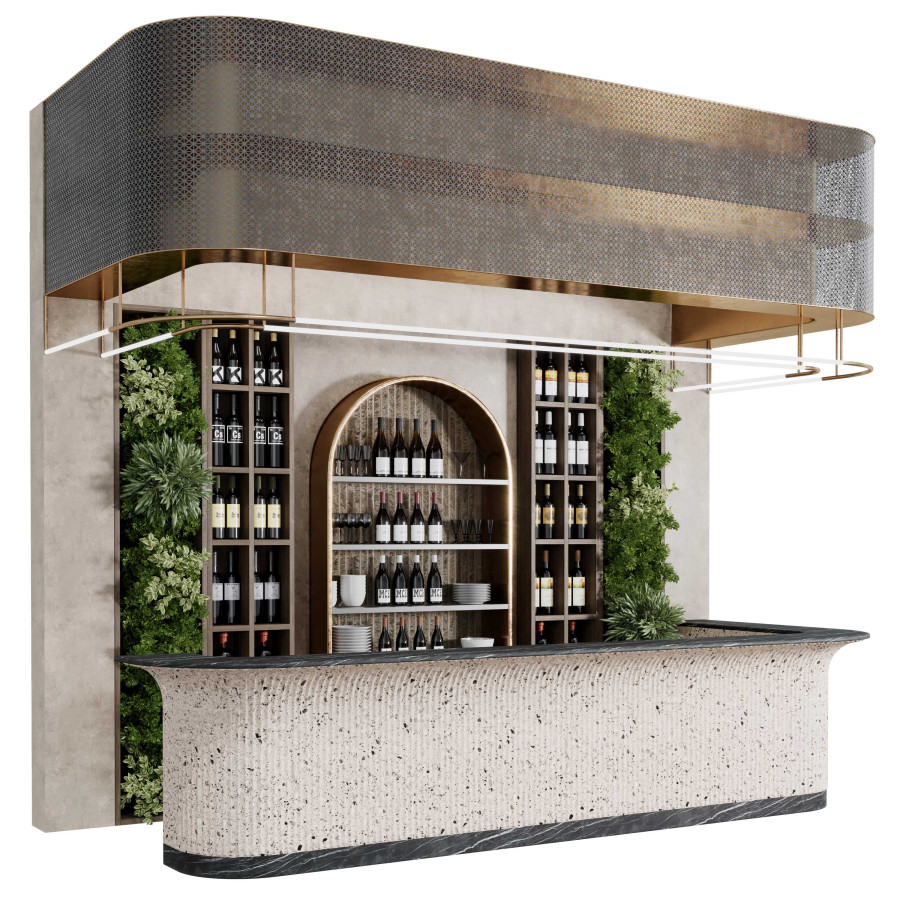 Reception Desk For Restaurant And Caffe With Bar W - 3D Model for VRay ...