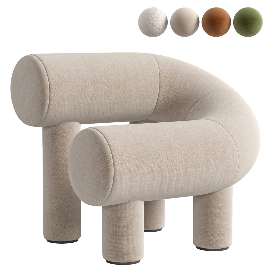 Umi Armchair By Woo Furniture - 3D Model for Corona