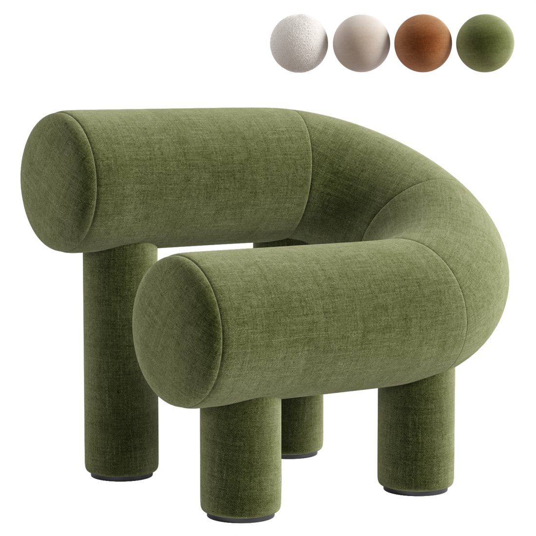 Umi Armchair By Woo Furniture - 3D Model for Corona