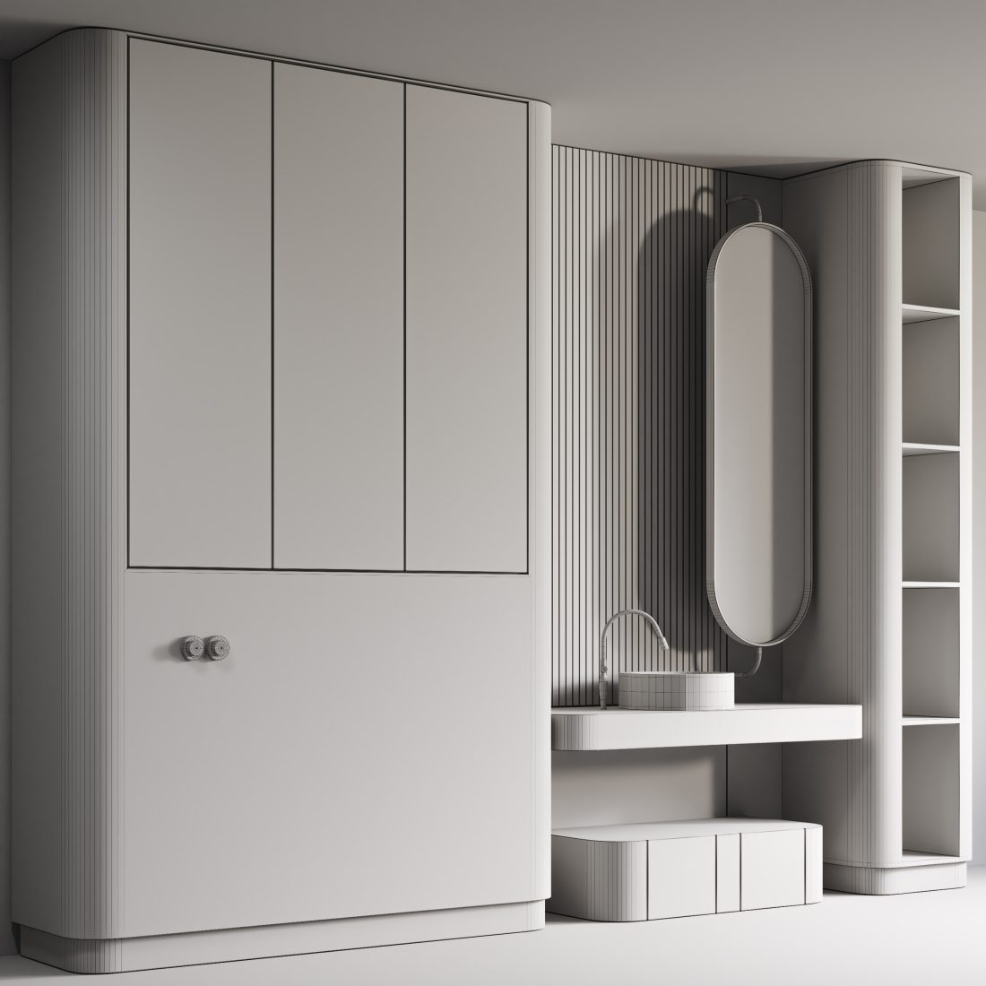 Bathroom Furniture Set 27 - 3D Model for VRay, Corona