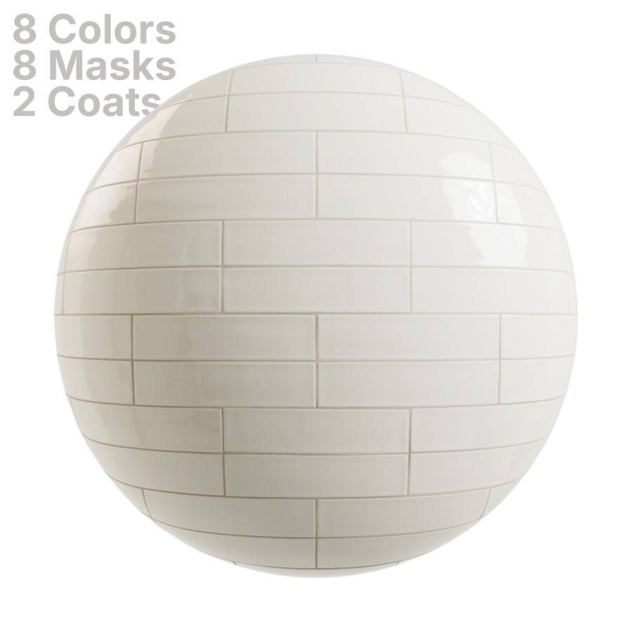 Subway Tile 3x12" Double Running Bond Half Offset - 3D Model for VRay ...
