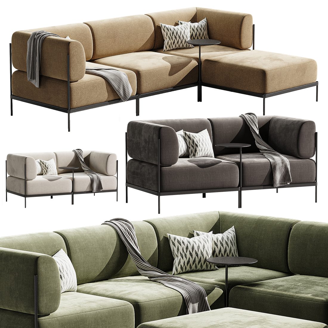 Nolan 3 Round Sofa - 3D Model for Corona