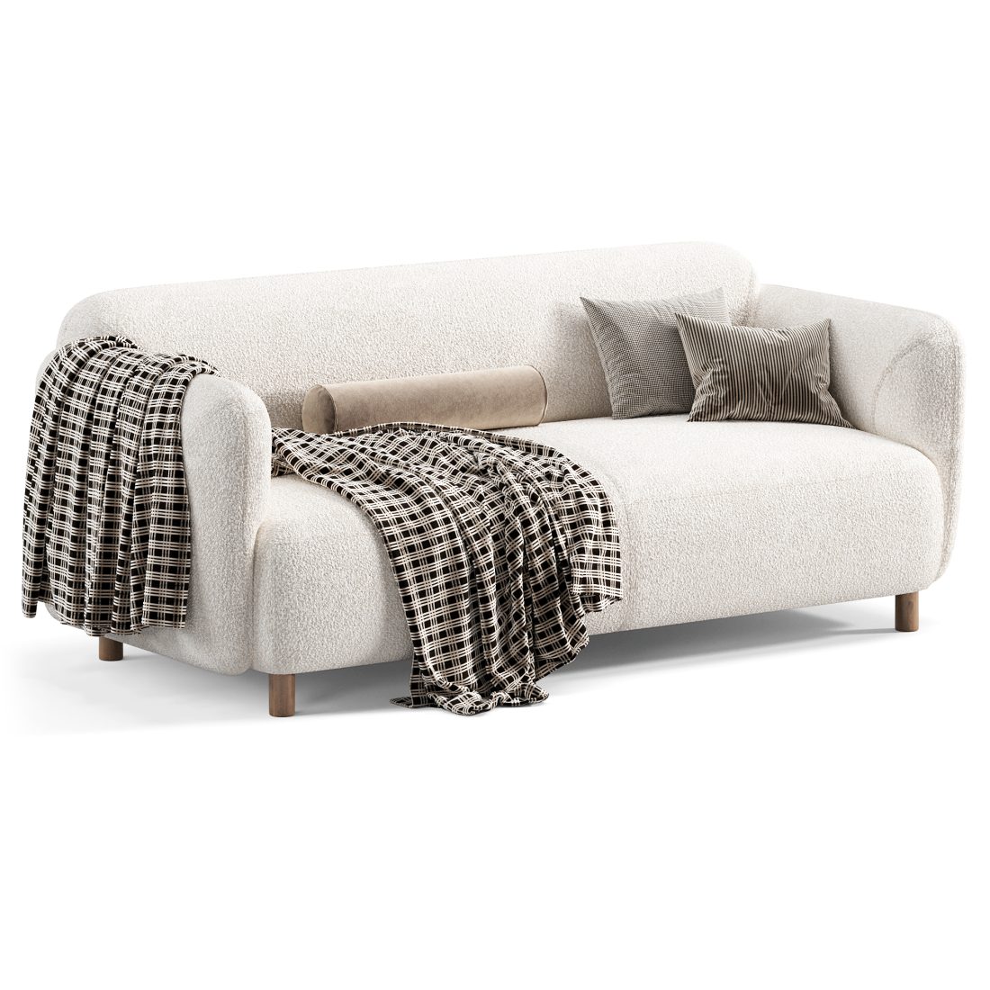 Sofa Pipel-3 Bucle White By Divan.ru - 3D Model for VRay, Corona