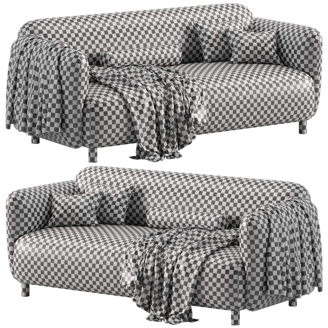 Sofa Pipel-3 Bucle White By Divan.ru - 3D Model for VRay, Corona
