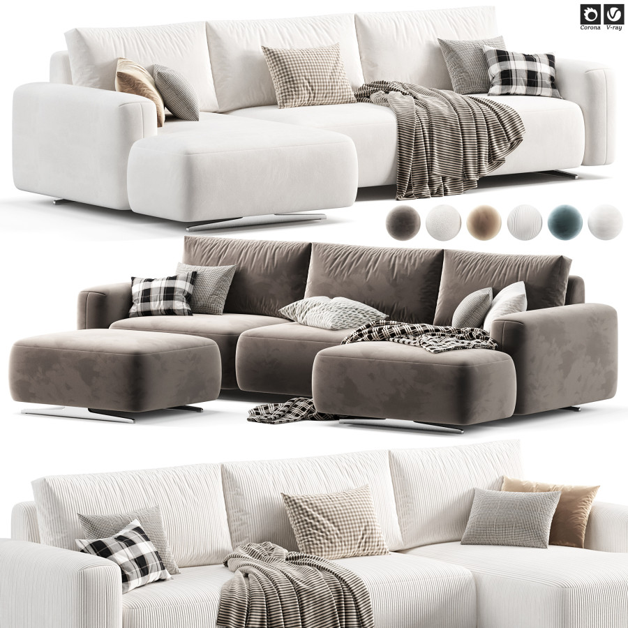 Corner Sofa Bed Bora - 3D Model for VRay, Corona
