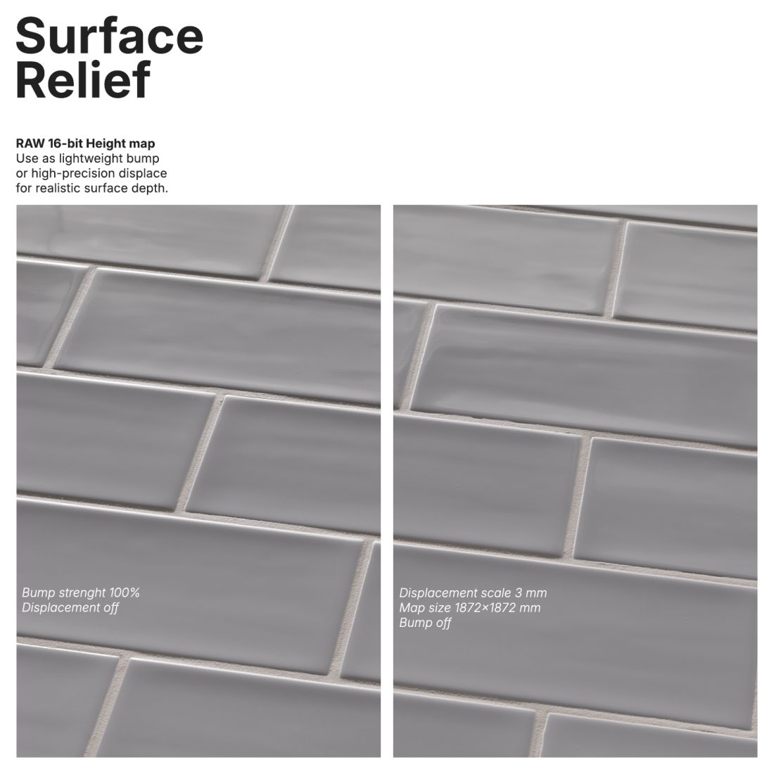 Subway Tile 3x6" Running Bond Half Offset Texture / PBR Material | CGMood
