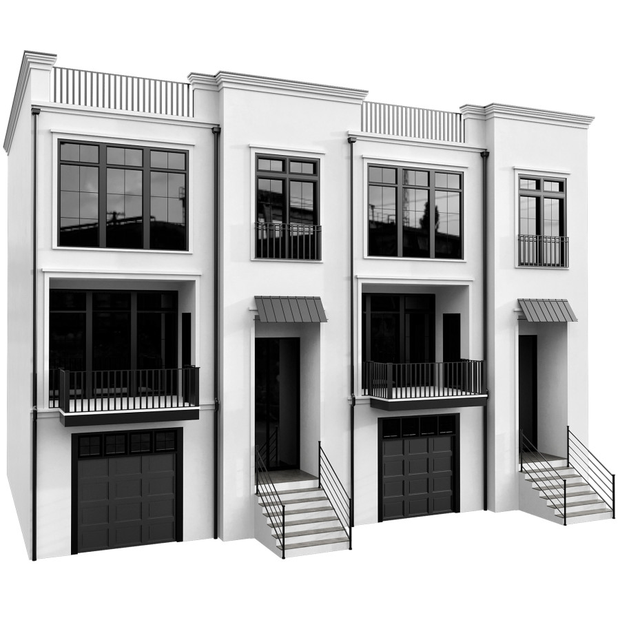 Modern Row House No38 - 3D Model for VRay, Corona